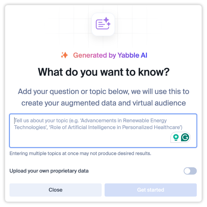 Virtual Audiences | Insights on any topic in an instant | Yabble