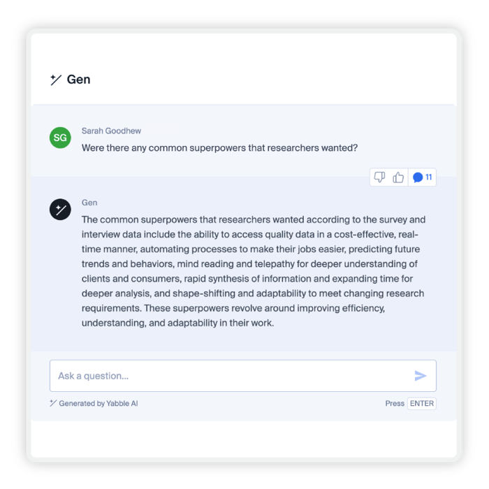 Gen | Your ultimate AI research assistant | Yabble