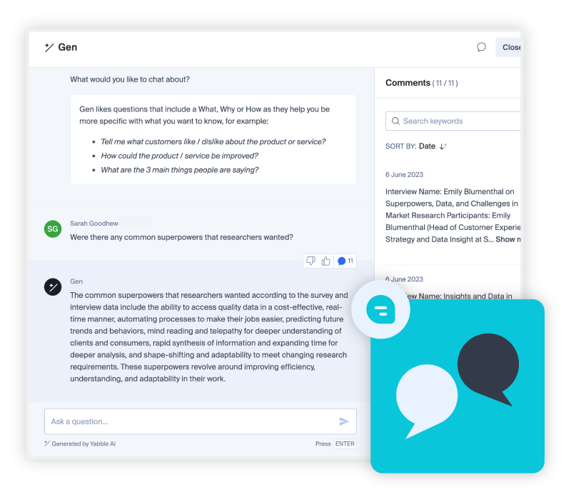 Gen | Your ultimate AI research assistant | Yabble